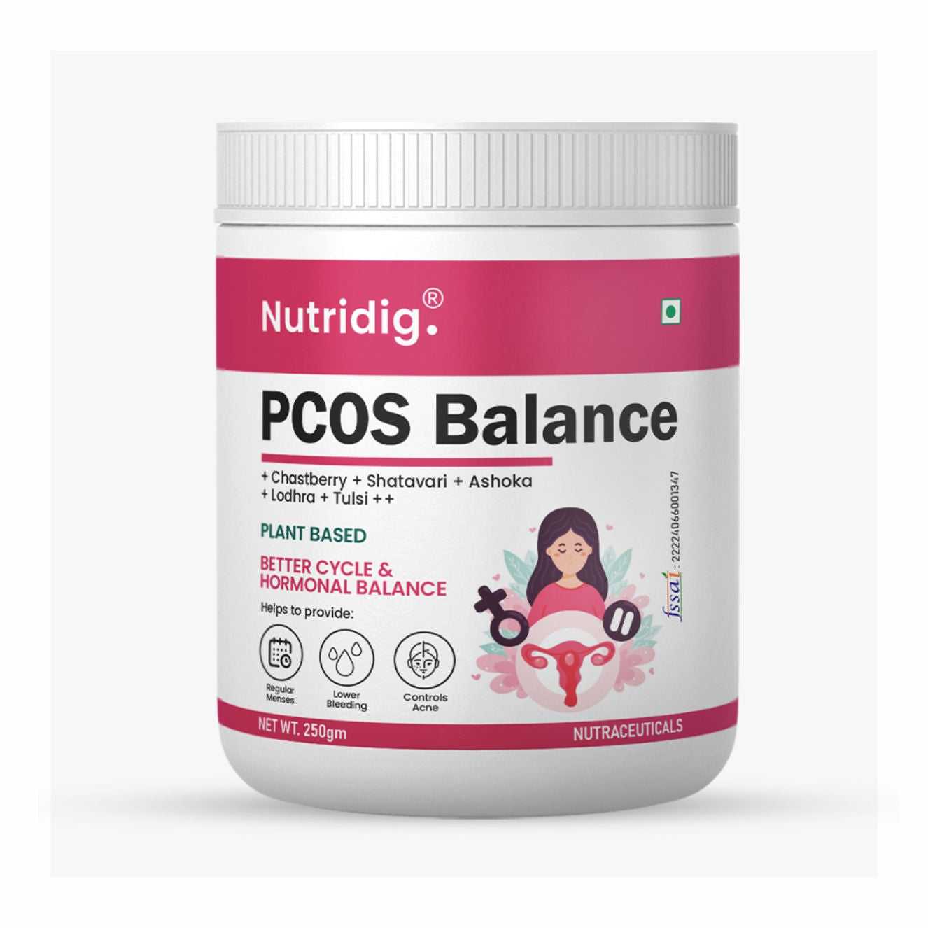 Nutridig® PCOS/PCOD Care Herbal Powder | Natural Ingredients - 250gm ...